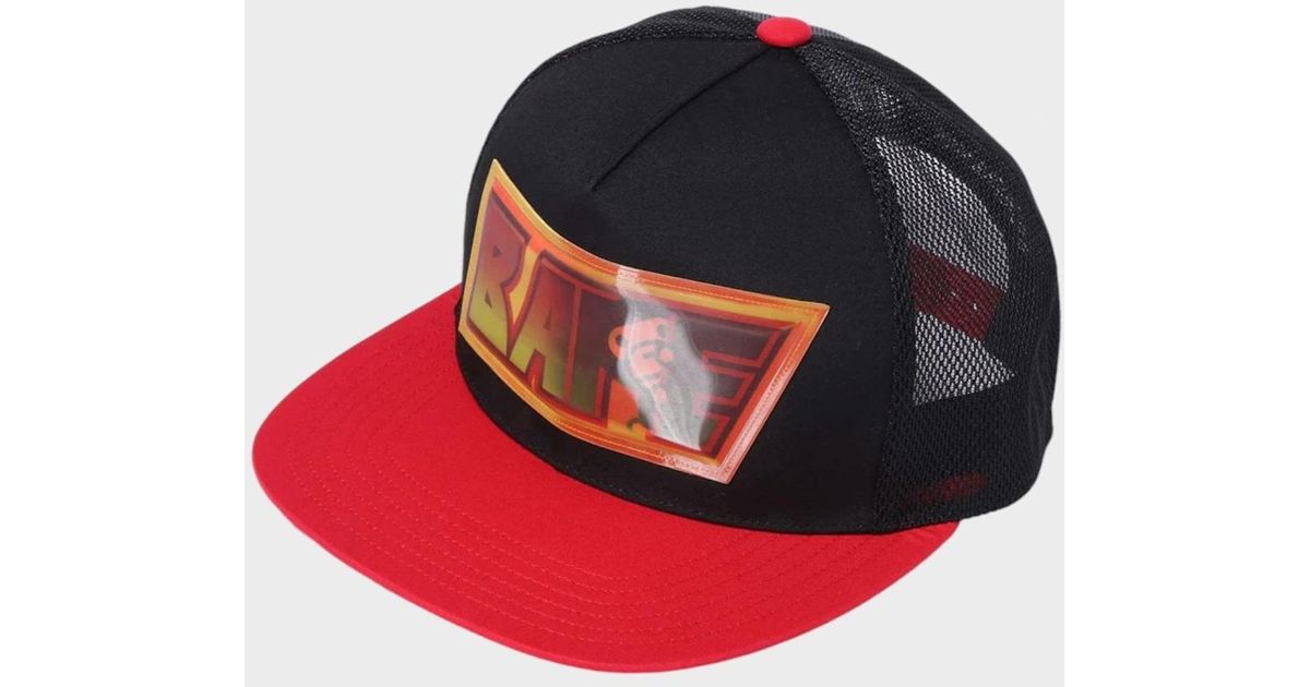 A Bathing Ape Lenticular Emblem Mesh Cap in Red for Men | Lyst UK