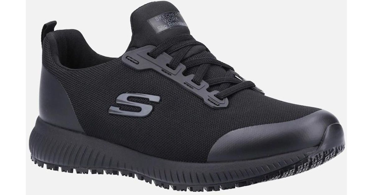 Skechers Squad Wide Slip Resistant Safety Shoes in Black | Lyst UK