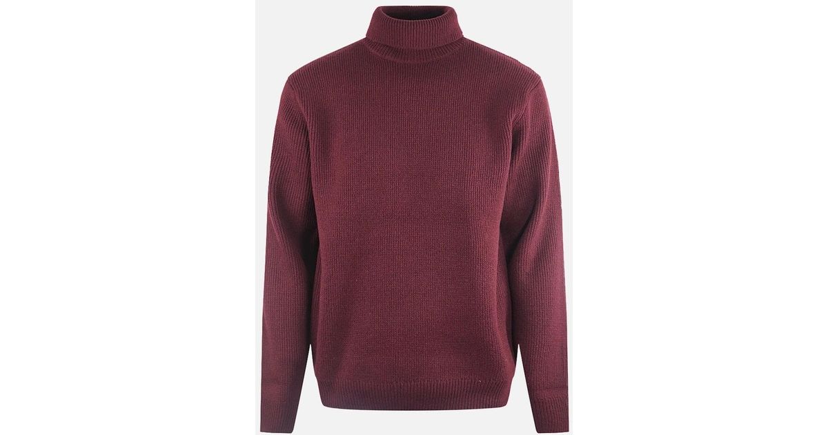 Fred Perry Laurel Wreath Roll Neck Oxblood Burgundy Jumper in Red for ...