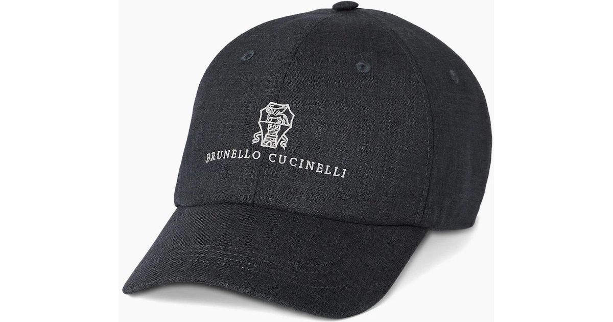 Brunello Cucinelli Cotton Branded Cap Dark in Blue for Men | Lyst UK