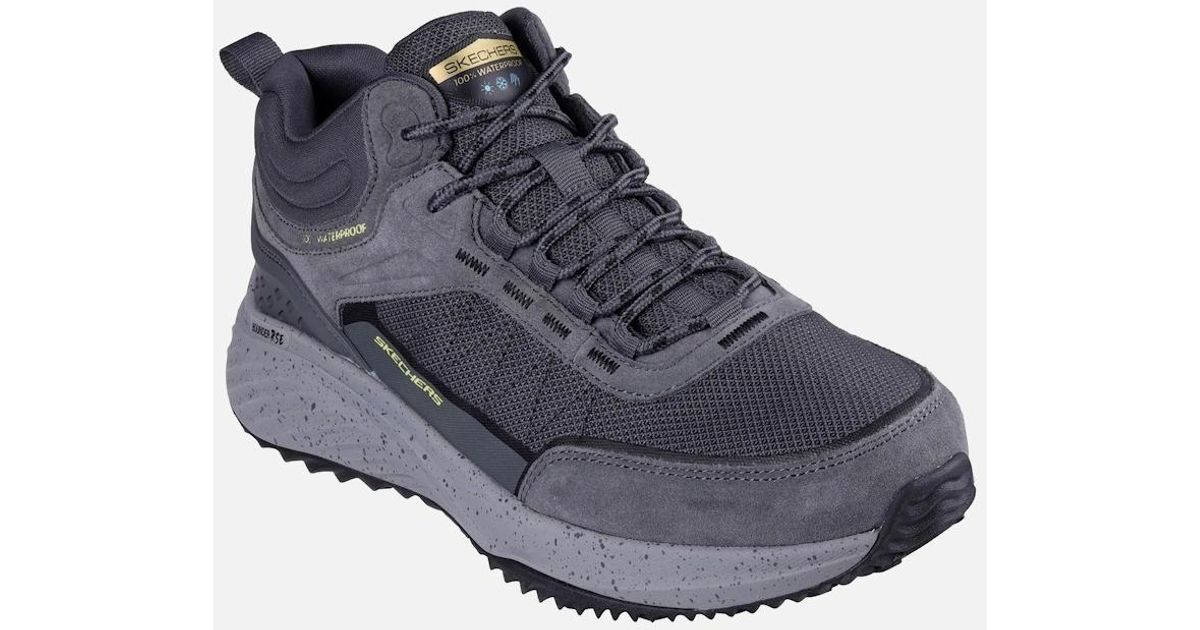 Skechers Bounder Rse Leather Charcoal/Lime Hiking Boots in Blue for Men ...