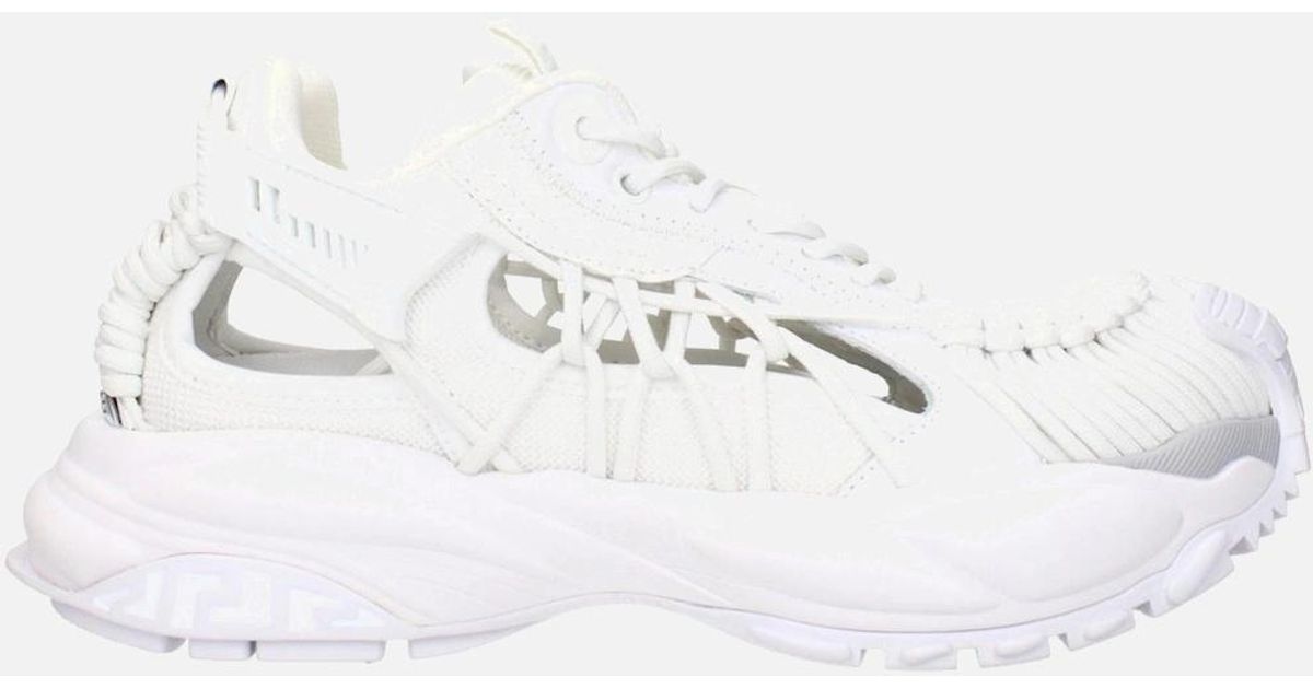 Versace Leather Sneakers With Multiple Logos in White | Lyst UK