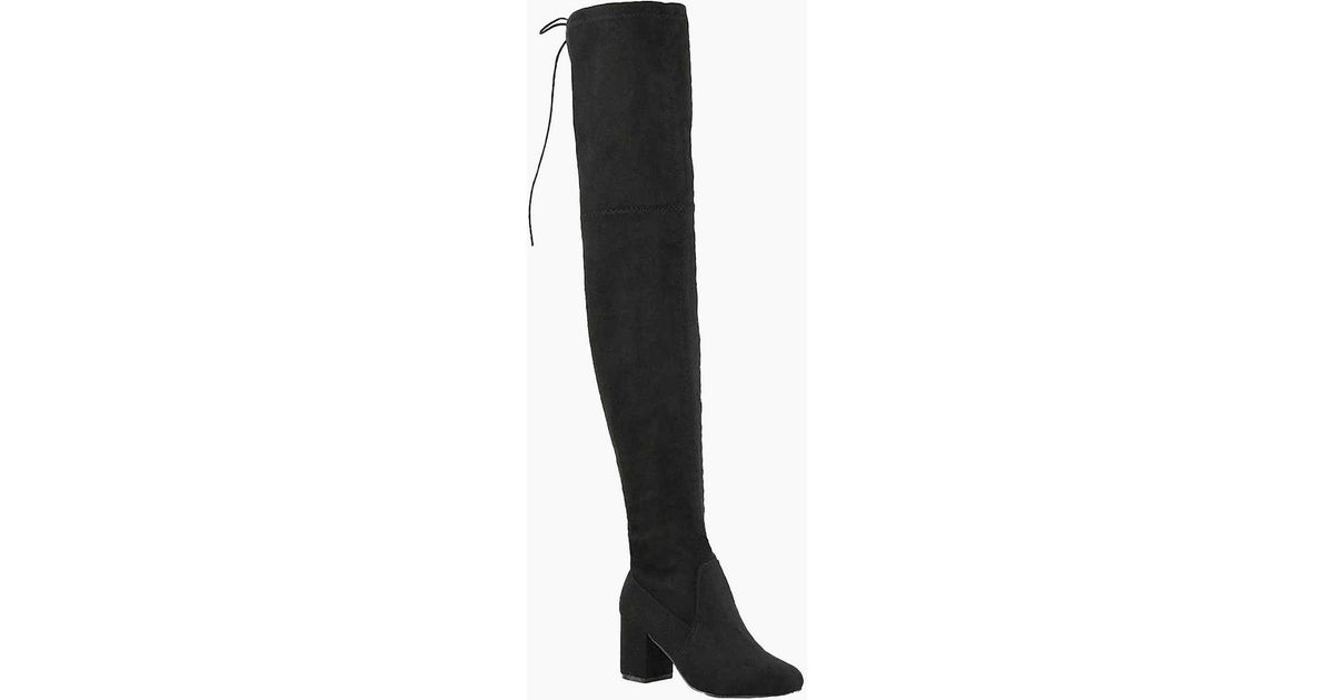 XY London Ladies Pixie Block Heel Thigh-High Boots in Black | Lyst UK