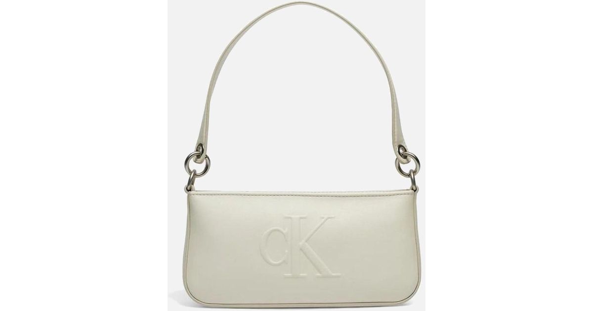 Calvin Klein Polyurethane Structured Tote Bag in White | Lyst UK