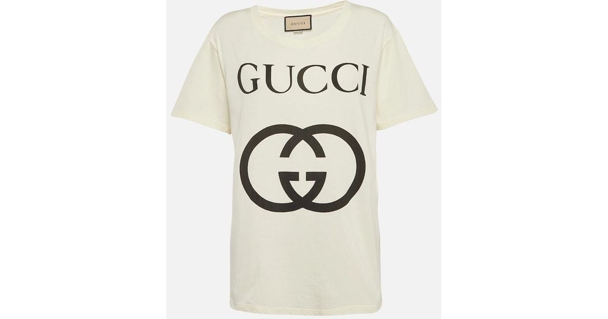 Gucci Interlocking Gg Logo Slim Fit T-Shirt in Natural for Men | Lyst UK