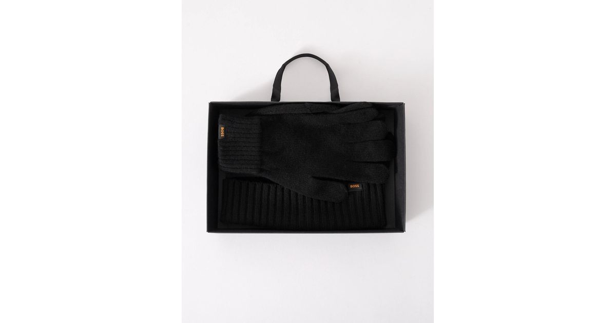 BOSS Boss Kalipso Glove & Hat Set in Black for Men | Lyst UK