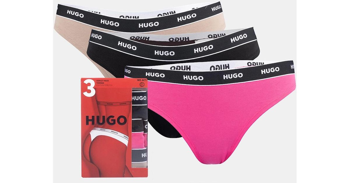 BOSS 3 Pack Of Stripe Thongs in Pink | Lyst UK