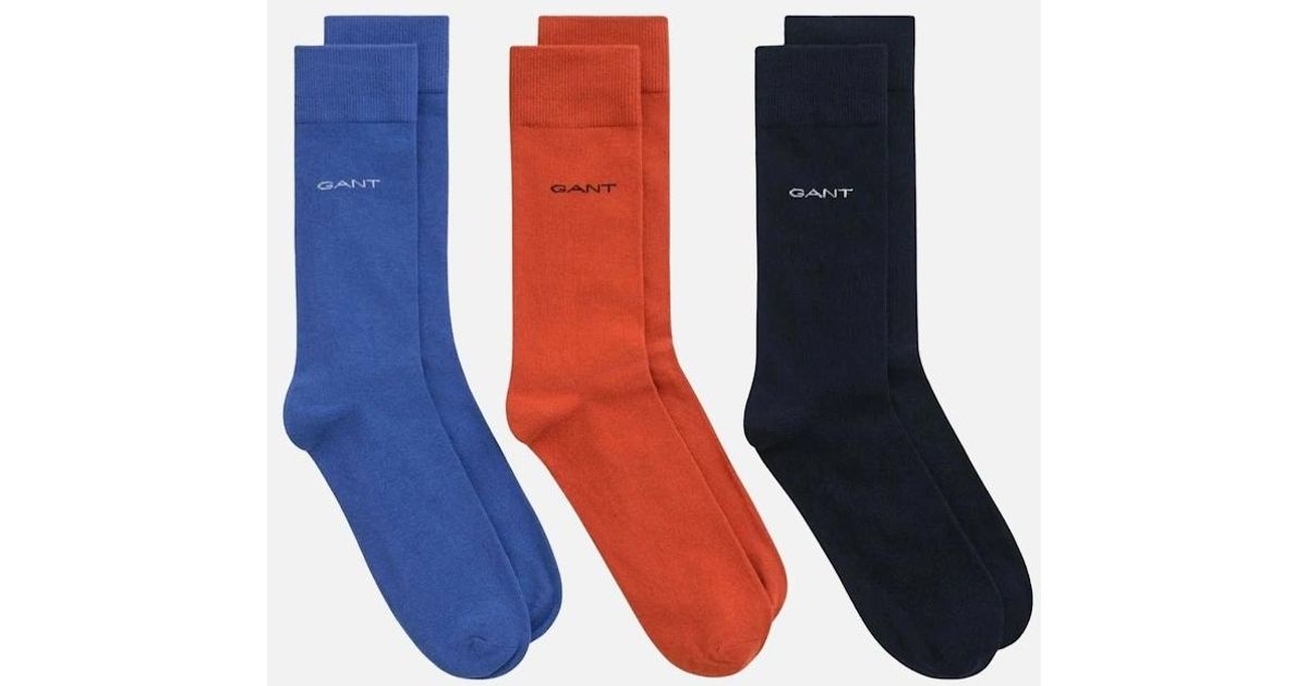GANT 3-Pack Soft Cotton Socks in Blue for Men | Lyst UK
