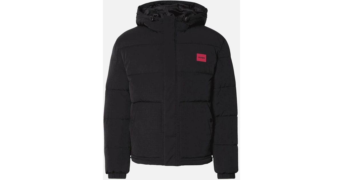 BOSS Baro Hugo Logo Puffer Jacket in Black for Men | Lyst UK