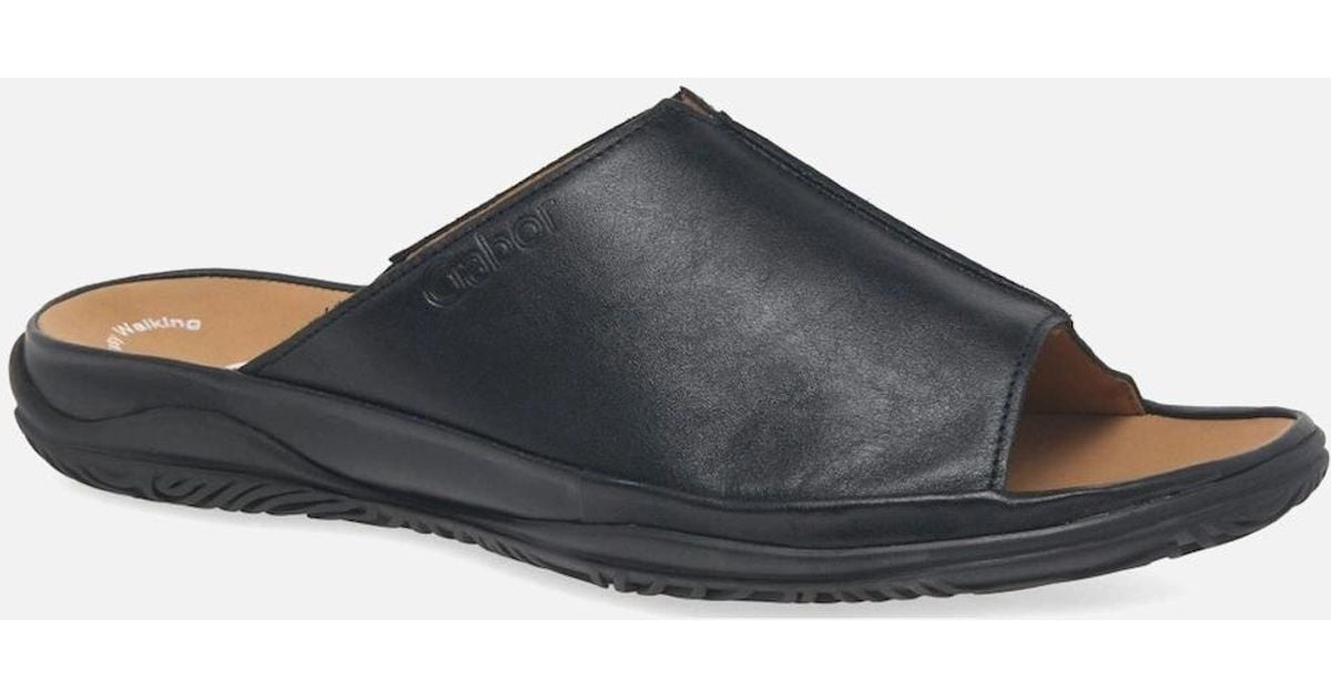 Gabor Idol Leather Wide Fit Mules in Blue | Lyst UK