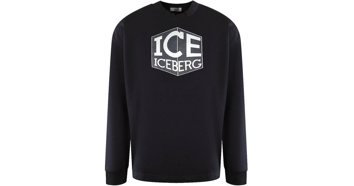 Iceberg Ice Cubed Logo Sweatshirt in Black for Men | Lyst UK