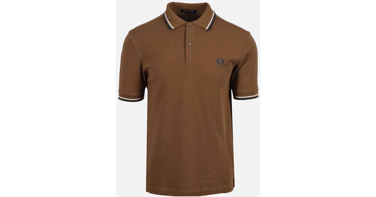 Fred Perry Twin Tipped Polo Shaded Stone/Ecru/Dark Petrol in Brown for ...
