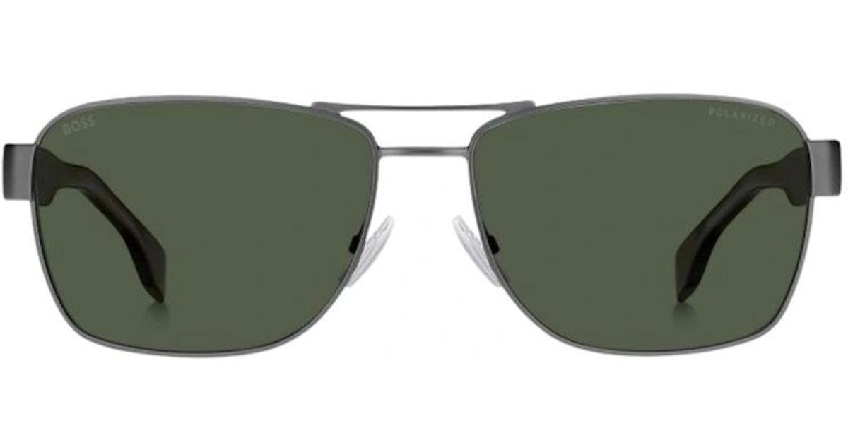 BOSS Matte Ruthenium Dark Havana Legs Lensed Sunglasses in Green for ...