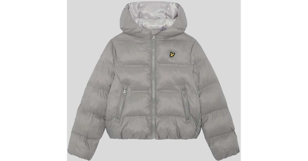 Lyle & Scott Cropped Puffer Coat in Grey for Men | Lyst UK