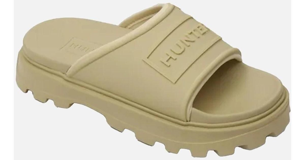 HUNTER Adult Stacked Moulded Footbed Sliders in Grey | Lyst UK