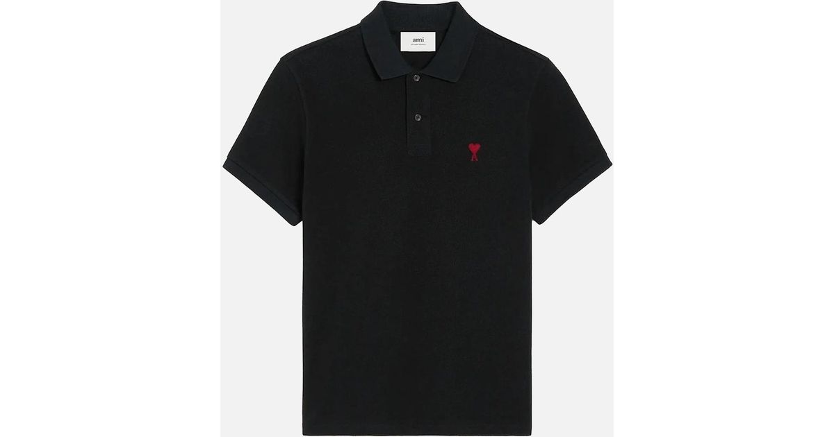 Ami Paris 'Ami De Coeur' Polo Shirt in Black for Men | Lyst UK