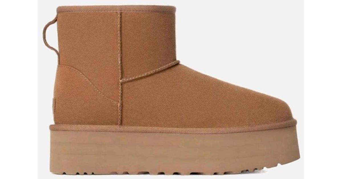 UGG Suede Leather Lined Rubber Sole Shoes in Brown | Lyst UK