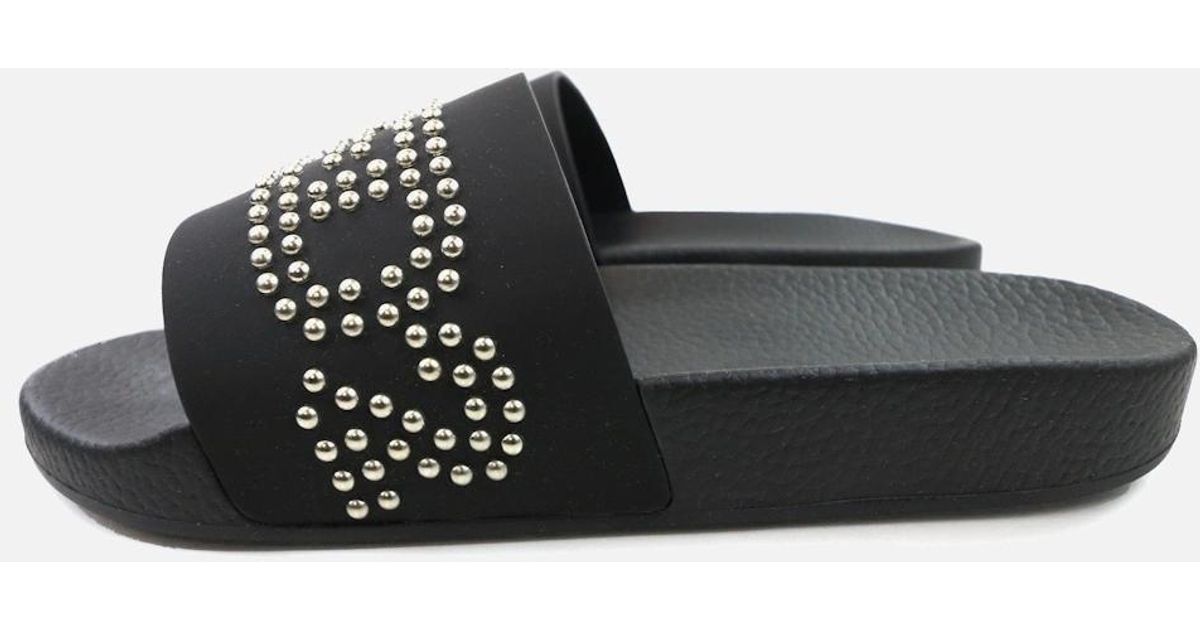 DSquared² Dsq2 Stud Logo Leather Sliders in Black for Men | Lyst UK