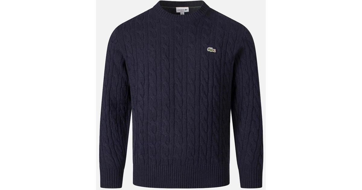 Lacoste Cable Knit Jumper in Blue for Men | Lyst UK