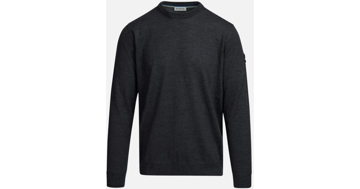 Sandbanks Merino Crew Neck Jumper Anthracite in Blue for Men | Lyst UK