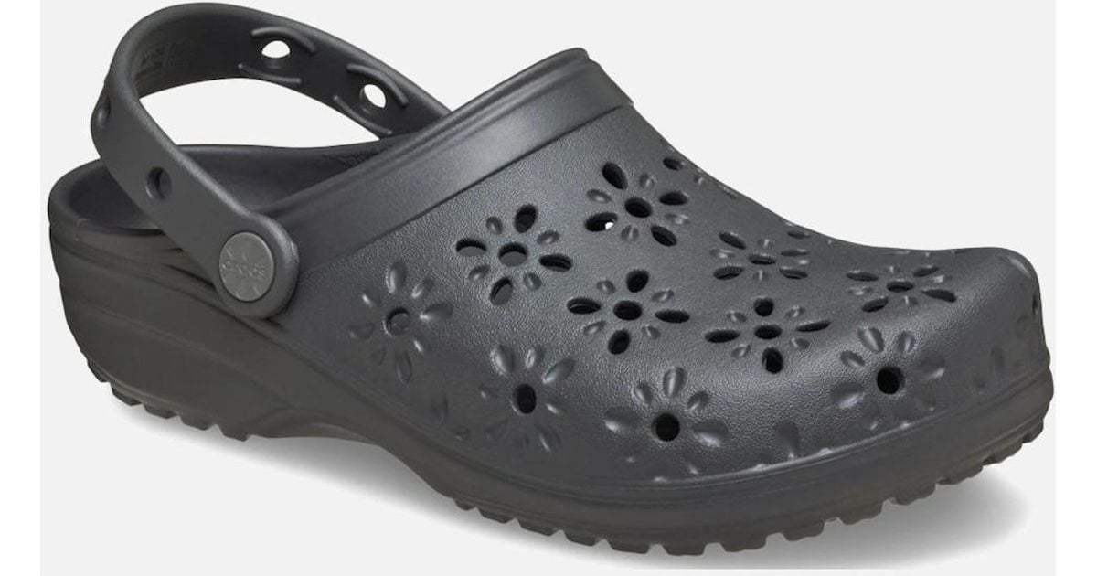Crocs™ Classic Floral Cut Out Clogs in Black | Lyst UK
