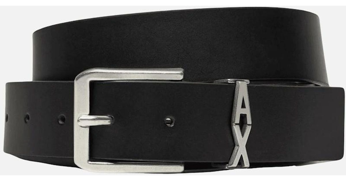 ARMANI EXCHANGE Ax Initial Logo Leather Belt in Black for Men | Lyst UK
