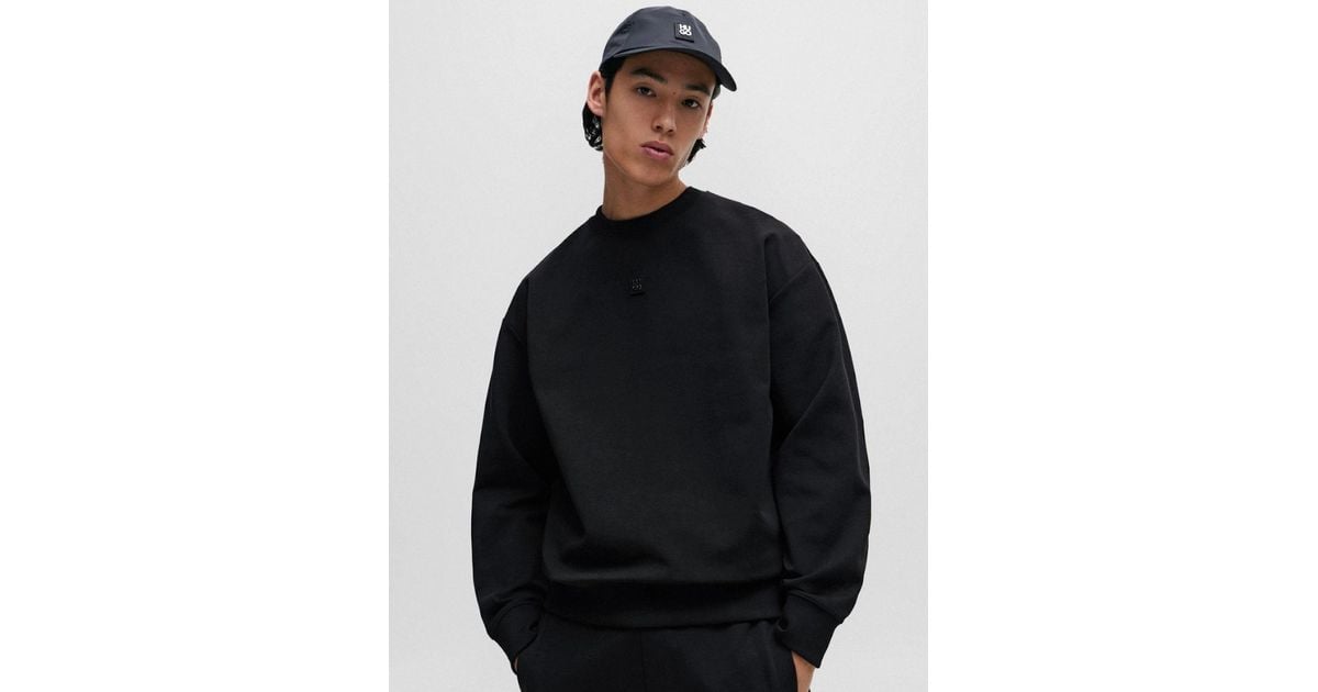 BOSS Hugo Dettil Stretch-Cotton Sweatshirt With Stacked Logo in Black ...