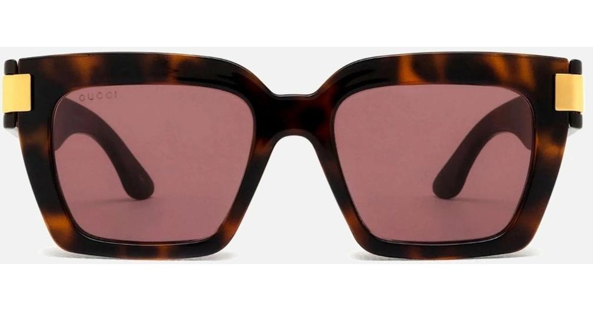Gucci Gg Interlocking Logo Sunglasses Tortoise in Brown | Lyst UK
