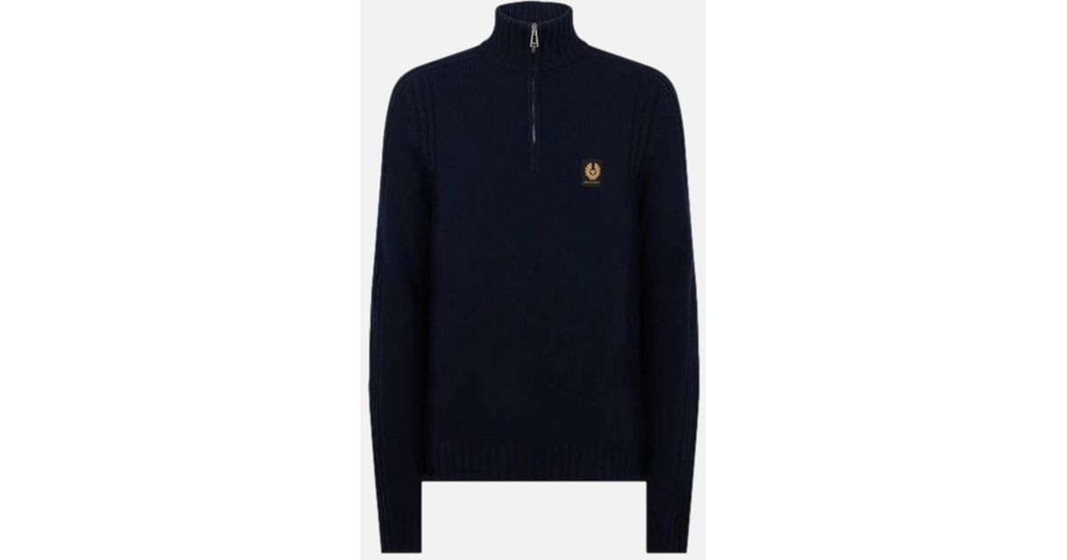 Belstaff Watch Quarter Zip Jumper Dark Ink in Blue for Men | Lyst UK