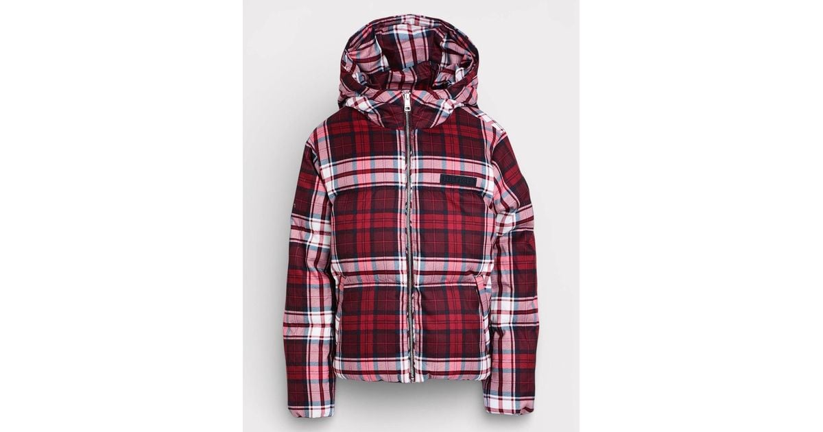 Tommy Hilfiger New York Tartan Puffer Jacket in Red | Lyst UK