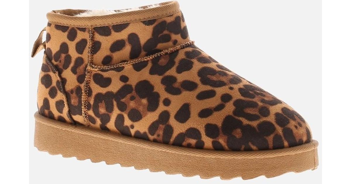 Apache Ankle Boots Dappy Slip On Chunky Sole Animal Print Leopard Uk ...