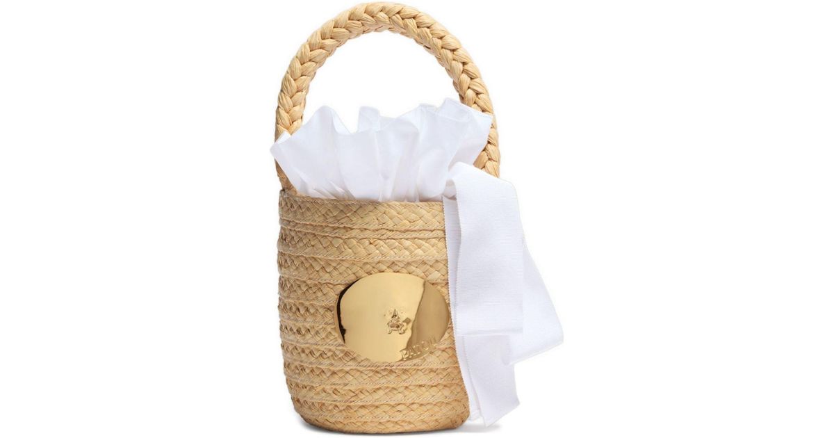 Patou Iconic Raffia Bucket Bag in White | Lyst
