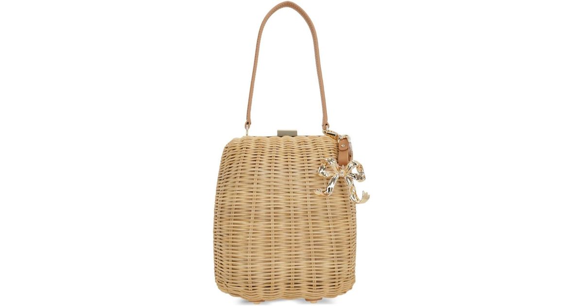 Self-Portrait Rafia Bucket Bag in Natural | Lyst