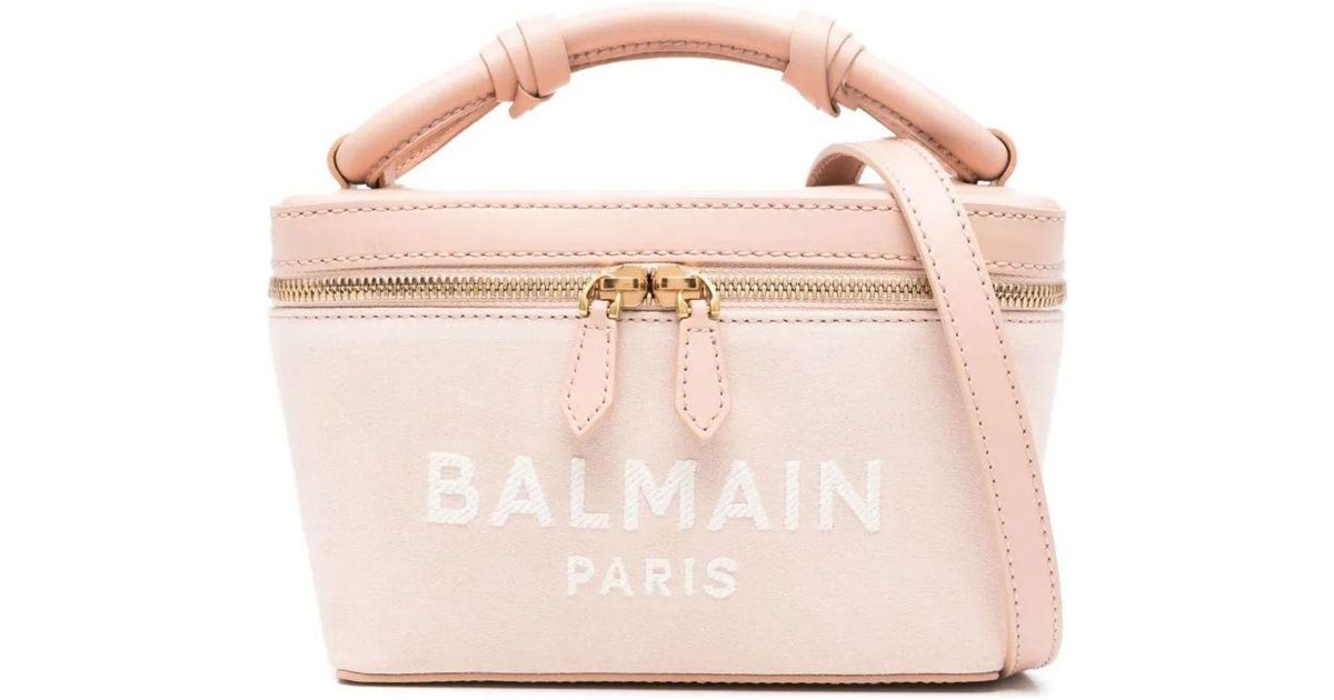 Balmain B-Army Vanity Case-Suede Leather&Logo in Pink | Lyst