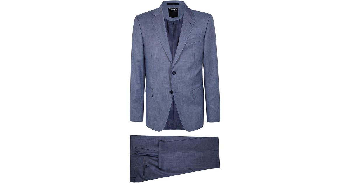 ZEGNA Pure Wool Suit in Blue for Men | Lyst
