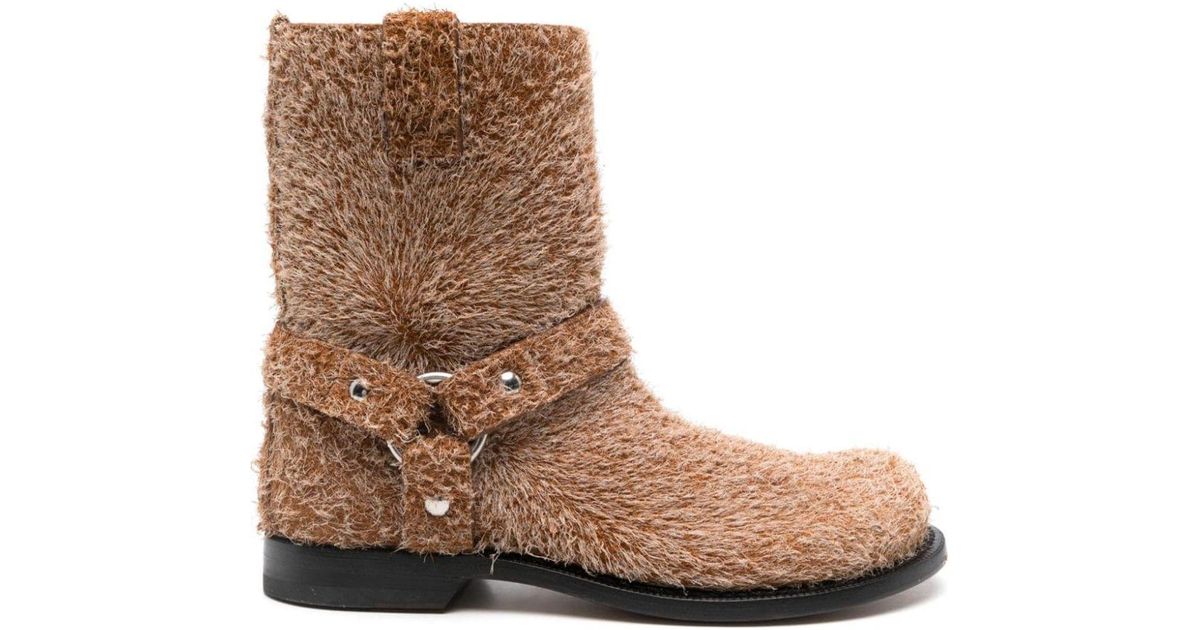 Loewe Campo Leather Biker Boots in Brown | Lyst