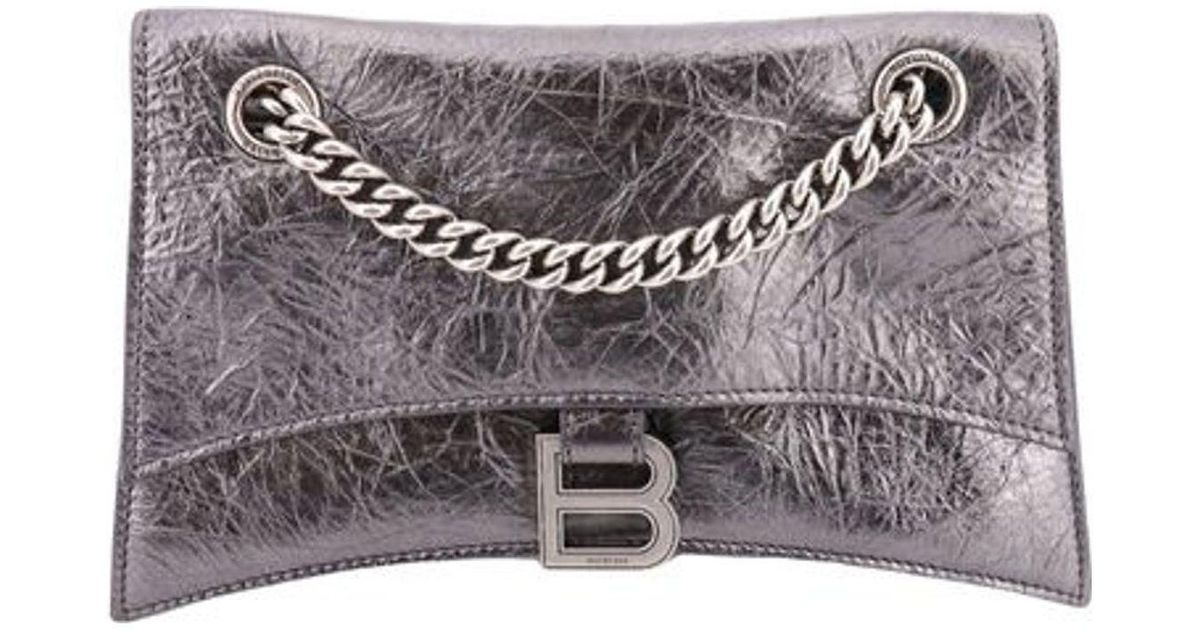 Balenciaga Crush Shoulder Bag in Gray | Lyst