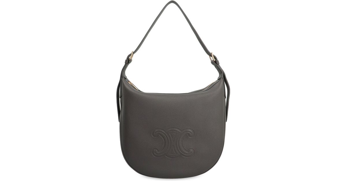 Celine Heloise Media Leather Shoulder Bag in Gray | Lyst