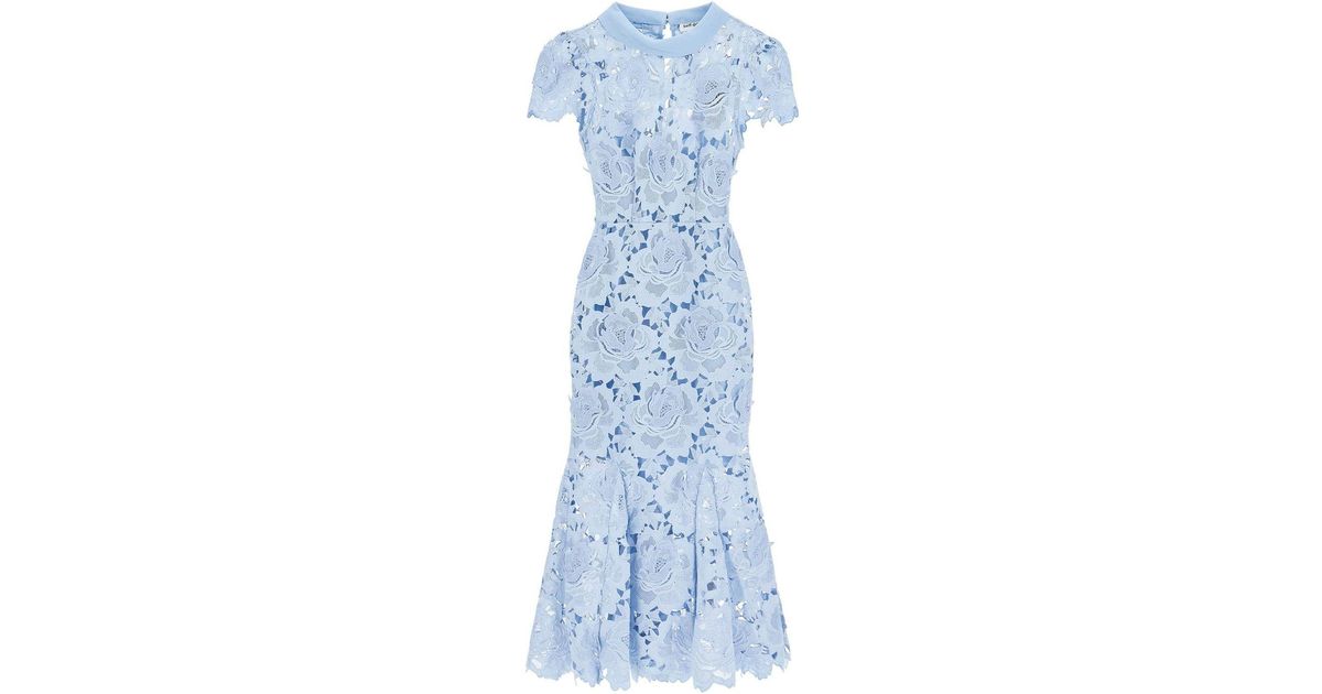 Self-Portrait Flower Lace Dress in Blue | Lyst