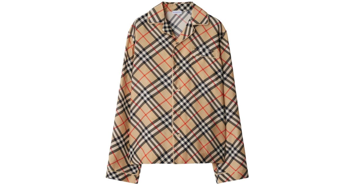 Burberry Checkered Design ’S Shirt – Fw24 Collection in Brown | Lyst