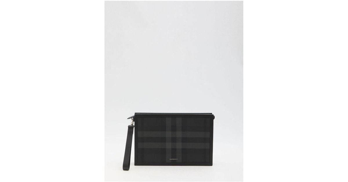 Burberry Check Pouch in White for Men | Lyst