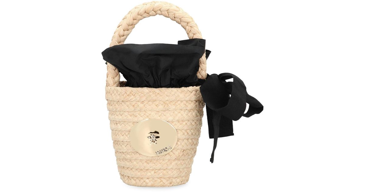 Patou Raffia Bucket Bag in Black | Lyst