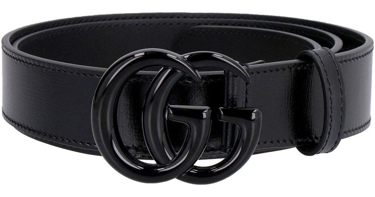 Gucci Leather Belt With Interlocking G Buckle in Black for Men | Lyst