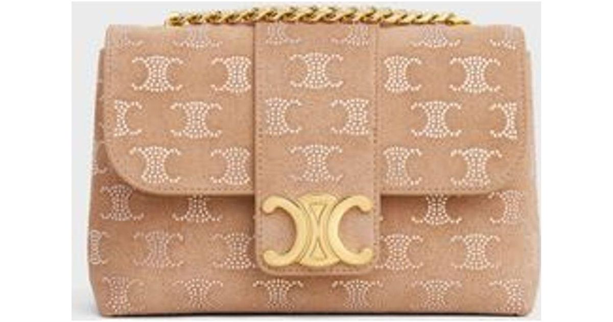 Celine Victoire Suede Calfskin Mini Bag in Natural | Lyst UK