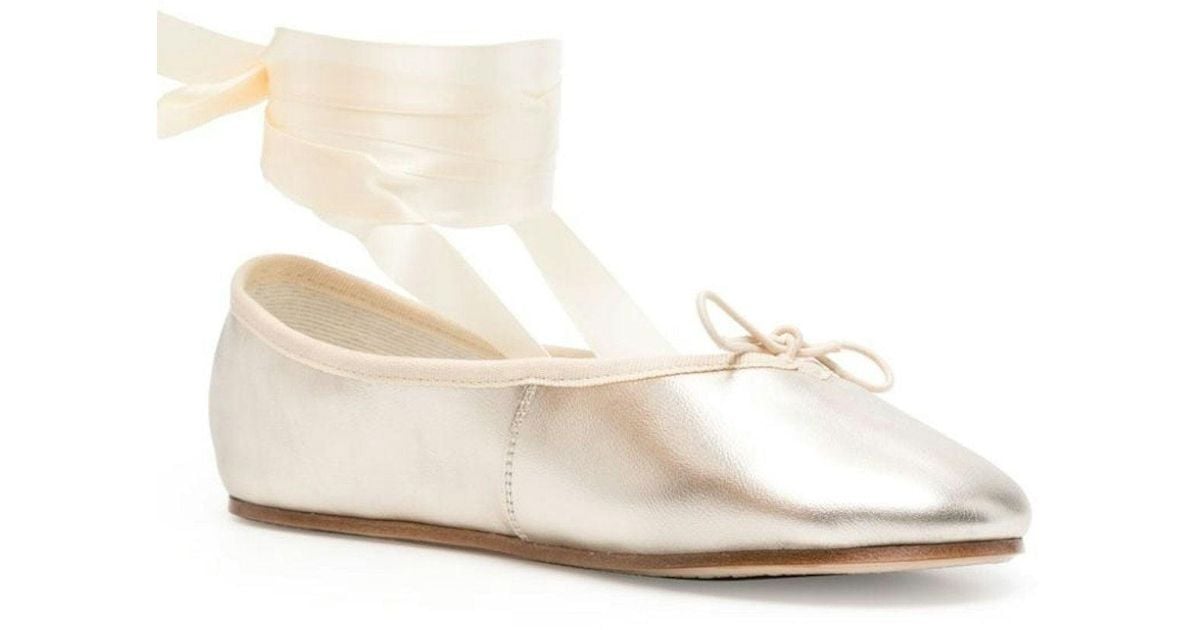Repetto Sophia Leather Ballerina Shoes in White | Lyst