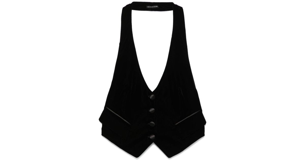 Tom Ford Velvet Tuxedo Open Back Waistcoat in Black | Lyst