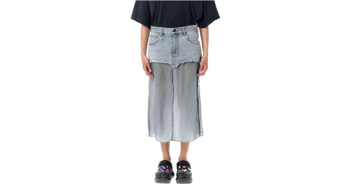 Balenciaga Ripped Skirt in Blue | Lyst
