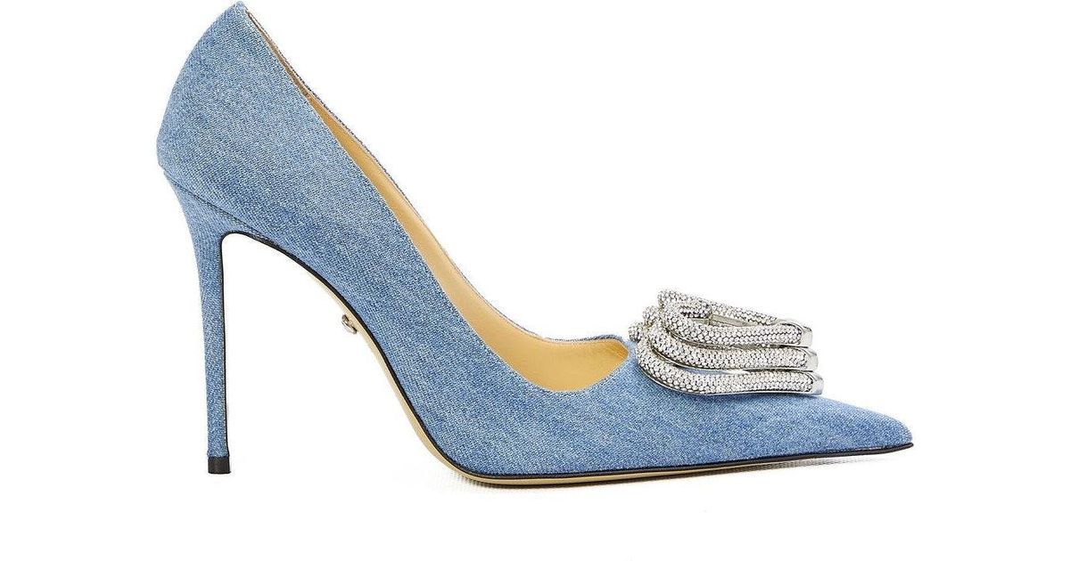 Mach & Mach Triple Heart Denim Pumps in Blue | Lyst