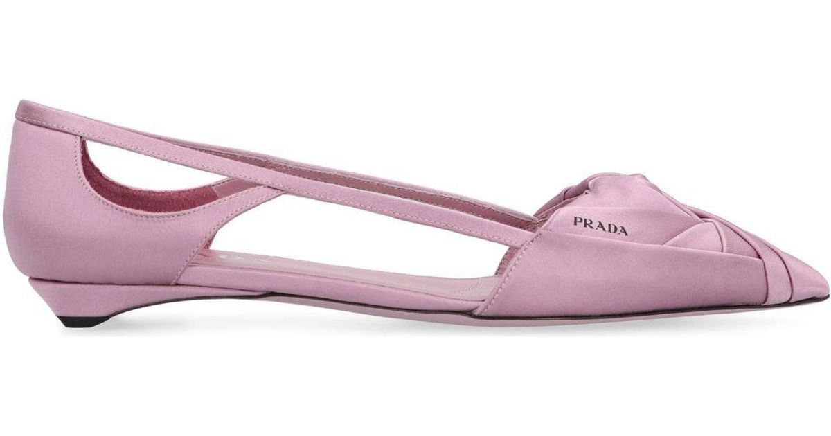 Prada Satin Ballet Flats in Pink | Lyst