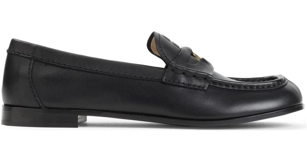 Miu Miu Nappa Calf Leather Loafers in Black | Lyst